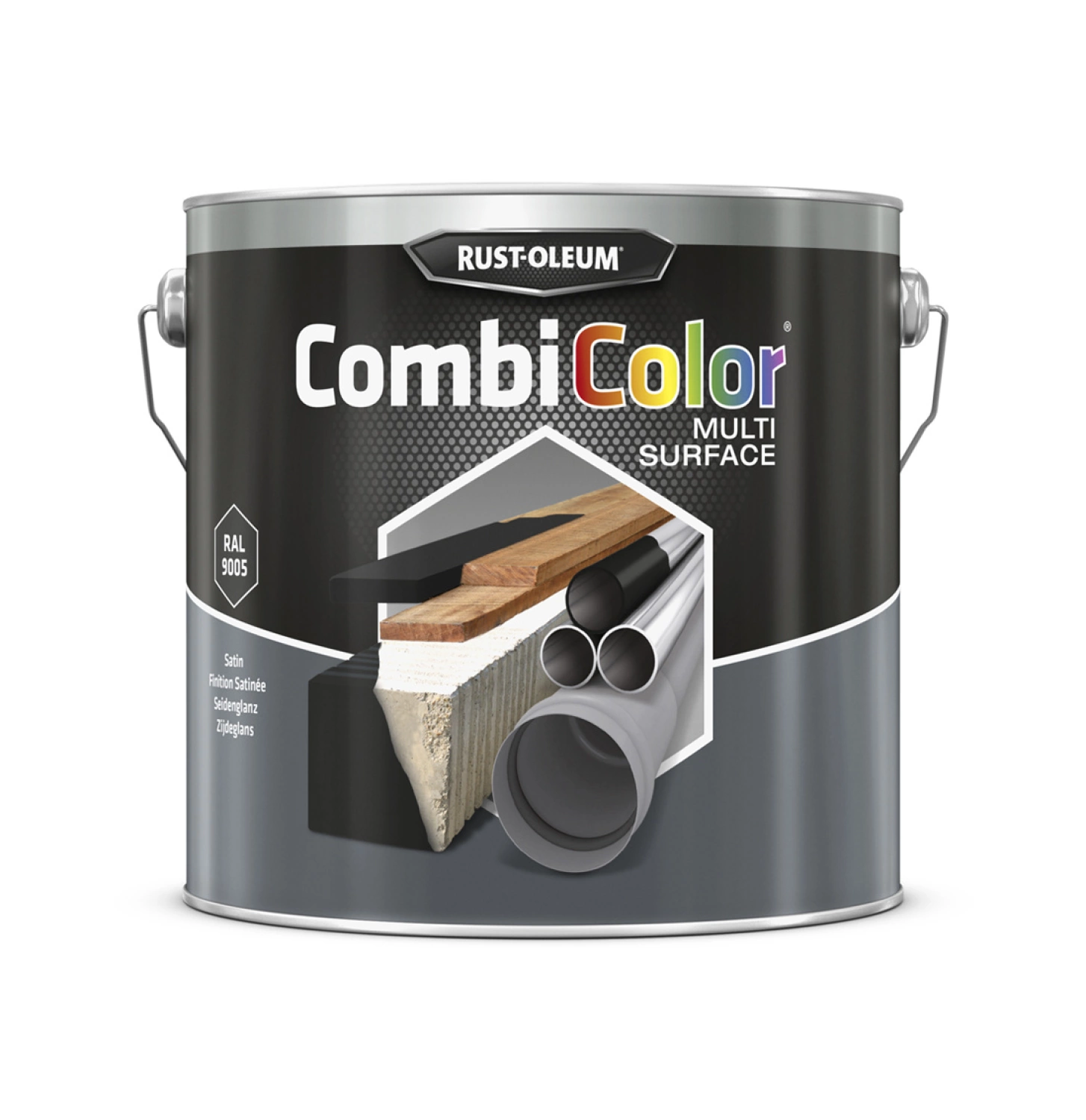 Rust-Oleum Combicolor Multi-Surface Satin - RAL 9005 gitzwart - 2,5L ...